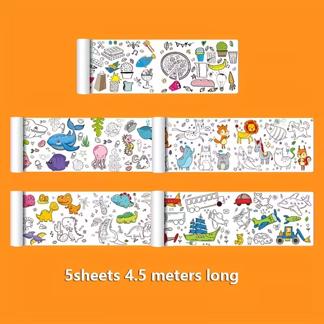 5 Rolls of Super Long Coloring Pages – Wimzy
